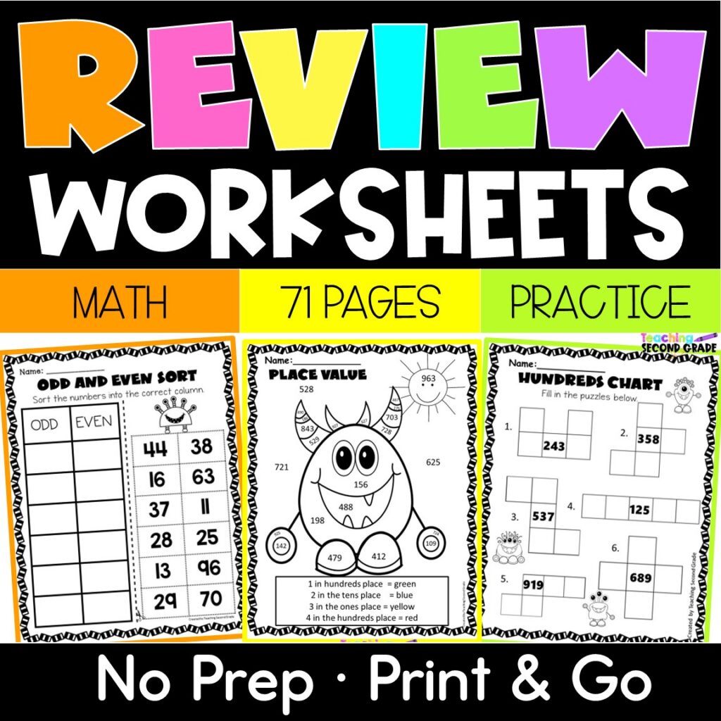 2nd Grade Math Review Worksheets | Busy Work & Morning Work