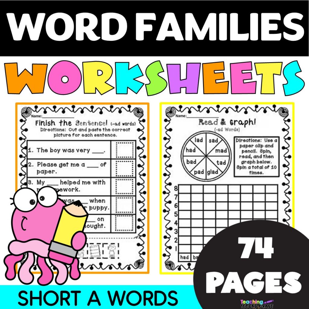 Short A Word Families Activities – Word Work & Phonics Centers