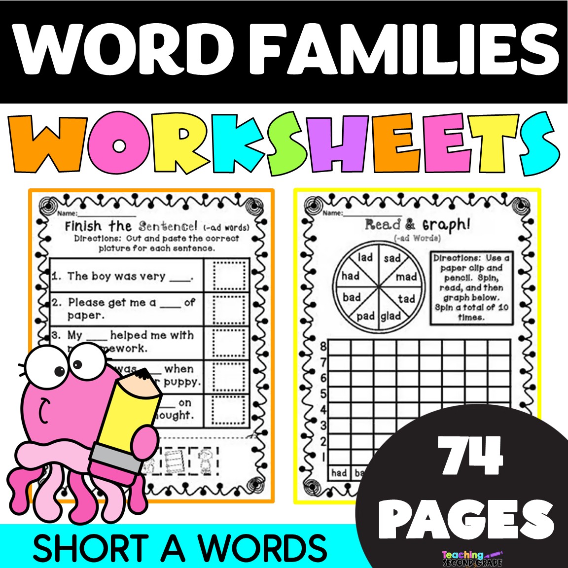 Short A Word Families Activities – Word Work & Phonics Centers