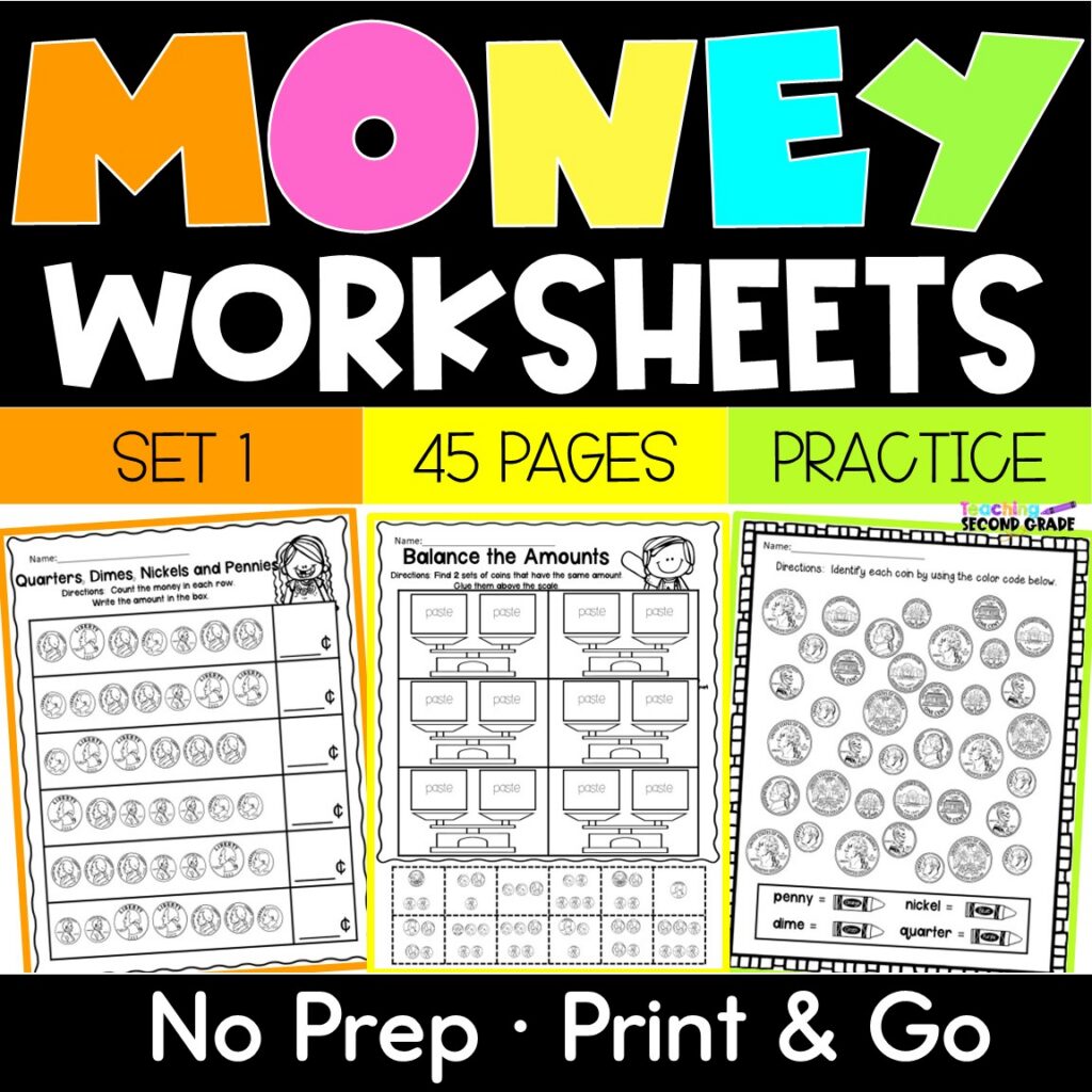 Counting Coins Money Worksheets – Identify & Count U.S. Coins