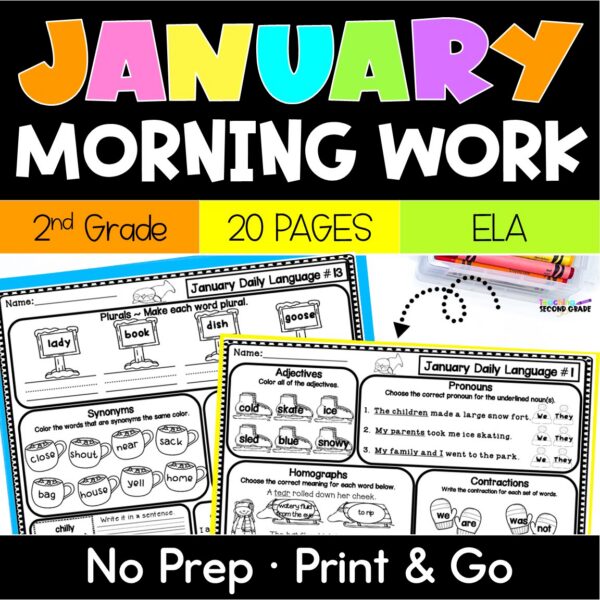January ELA Morning Work for 2nd Grade - Teaching Ideas Made Easy