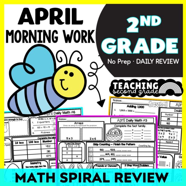 April Math Morning Work 2nd Grade Spiral Daily Review