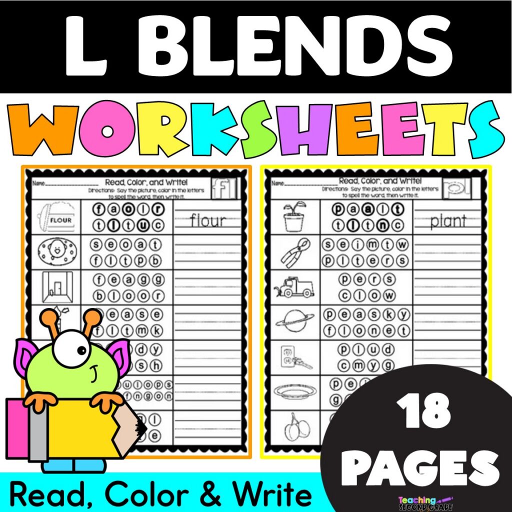 L Blends Worksheets – Beginning Consonant Blends