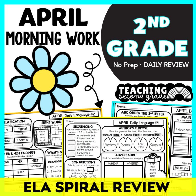 April ELA Morning Work 2nd Grade Spiral Daily Review