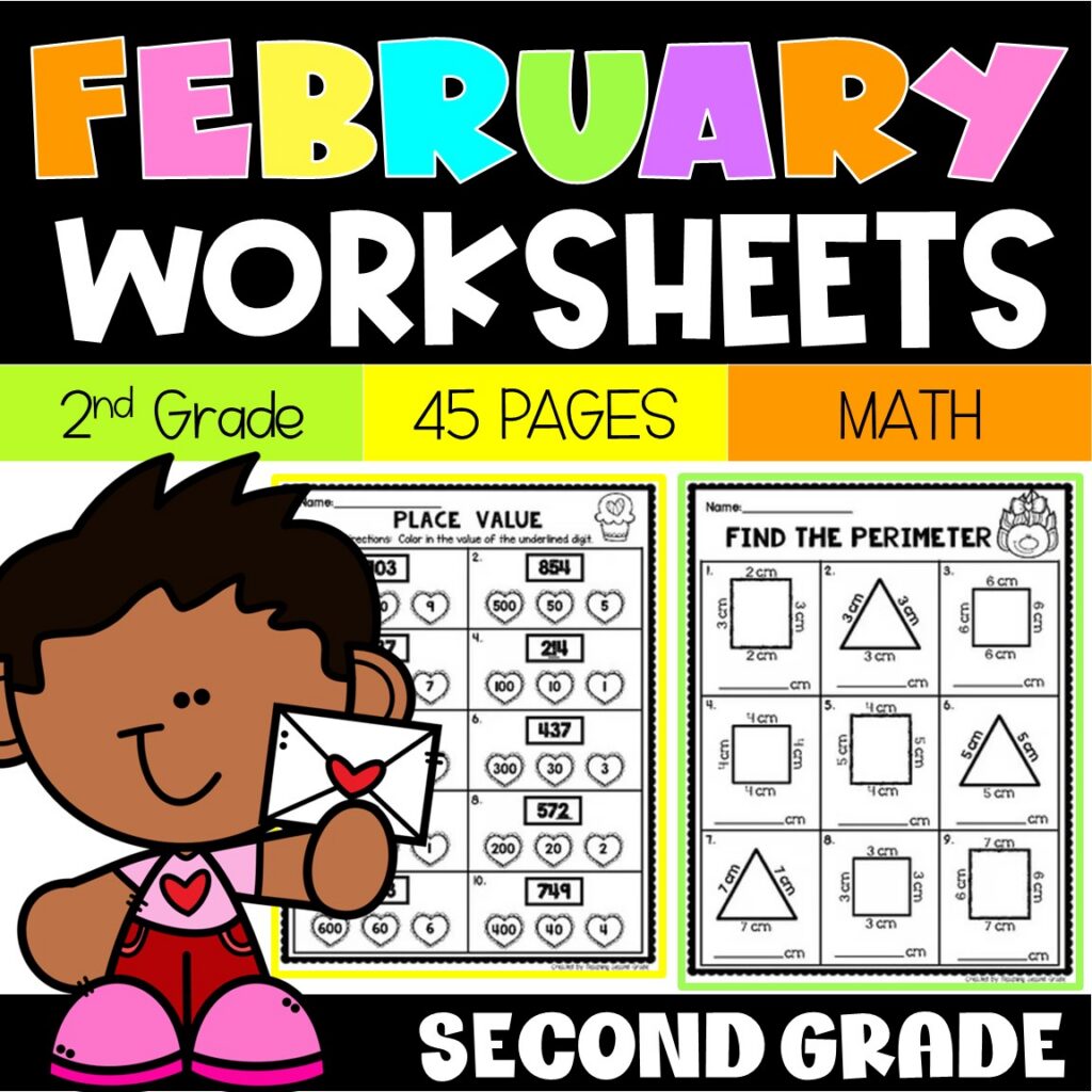 February Math Worksheets for 2nd Grade | No Prep Math Practice