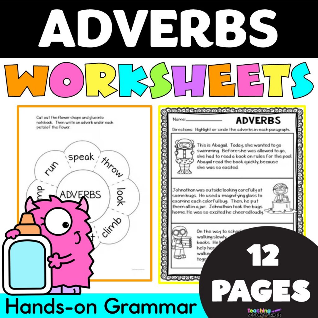 Adverbs Interactive Printable Grammar Activities for 2nd Grade