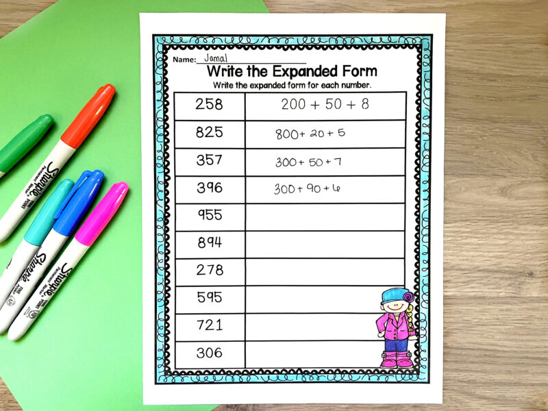 Practicing Expanded Form - Teaching Ideas Made Easy