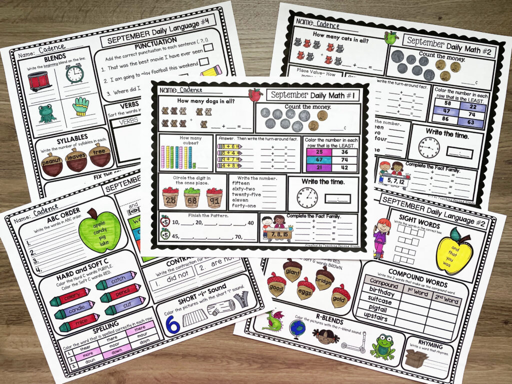 September Morning Work - Teaching Ideas Made Easy