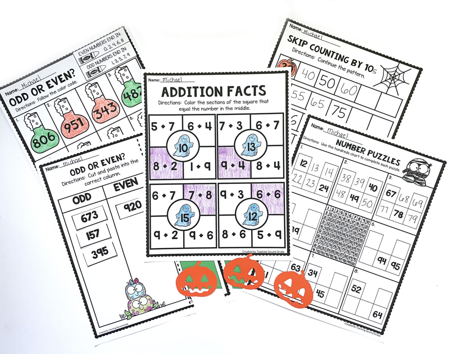 October Math Worksheets for 2nd Grade - Teaching Ideas Made Easy