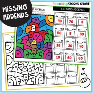 Missing Addends Color by Code Worksheets - Teaching Ideas Made Easy