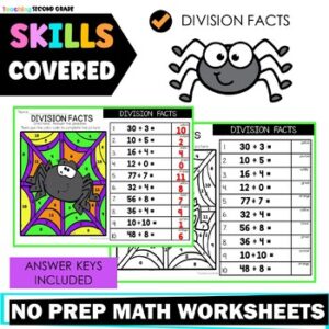 Halloween Division Facts Color by Code - Single Digit Dividing Practice ...