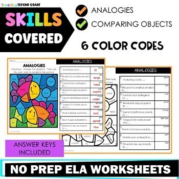 Analogies Worksheets Color by Code - Teaching Ideas Made Easy