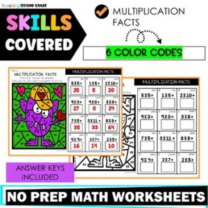 Valentine's Day Multiplication Facts Color by Code - Teaching Ideas ...