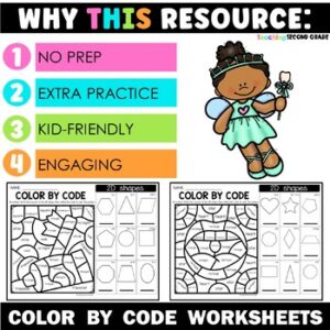 2D and 3D Shapes Color by Code Worksheets with Real Life Shapes ...