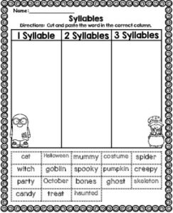Halloween ELA Syllables Center - Teaching Ideas Made Easy