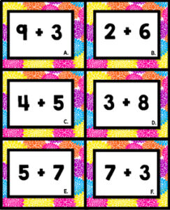 Addition Facts Math Task Cards - Teaching Ideas Made Easy