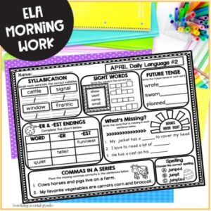 April ELA Morning Work 2nd Grade Spiral Daily Review