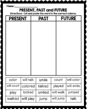 Past Present and Future Tense Verbs ELA Task Cards - Teaching Ideas ...