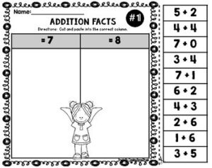 Addition Facts Cut and Paste Worksheets - Teaching Ideas Made Easy