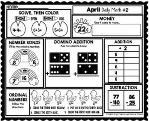 April Math Morning Work for First Grade - Teaching Ideas Made Easy