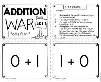 Addition Facts Math Game for 1st and 2nd Grade - Teaching Ideas Made Easy