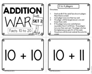 Addition Facts to 20 Math Game for 1st and 2nd Grade - Teaching Ideas ...