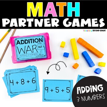 Adding 3 Numbers Game | Partner Cards for Math Centers