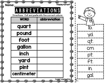 Abbreviations Cut and Paste ELA Worksheets - Teaching Ideas Made Easy