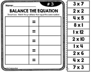 Balance the Equation with Multiplication Facts Cut and Paste Math ...