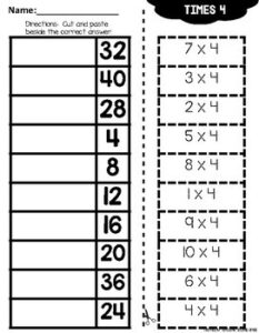 Multiplication Cut and Paste Math Worksheets - Teaching Ideas Made Easy