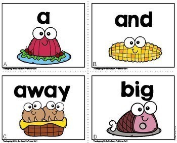 Write the Room Task Cards Thanksgiving with Pre-Primer Sight Words ...