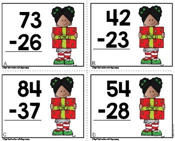 2 Digit Subtraction with Regrouping Christmas Math Task Cards ...
