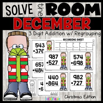 3 Digit Addition with Regrouping Christmas Math Task Cards - Teaching ...