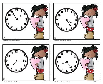 Valentine's Day Telling Time to the 5 Minutes Math Task Cards ...