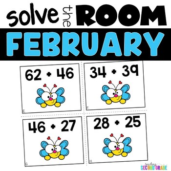 Valentine's Day 2 Digit Addition with Regrouping Math Task Cards Task ...