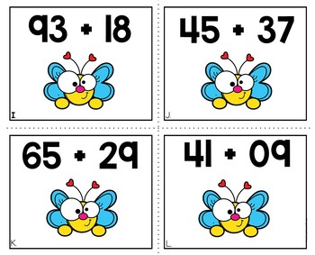 Valentine's Day 2 Digit Addition with Regrouping Math Task Cards Task ...