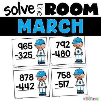 3 Digit Subtraction No Regrouping Baseball Math Task Cards - Teaching ...