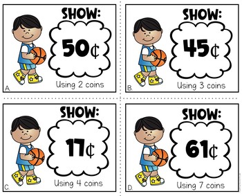 Basketball Counting Coins Math Task Cards - Teaching Ideas Made Easy