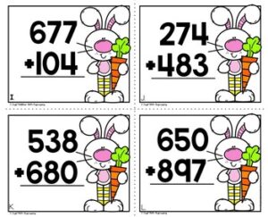 Easter 3 Digit Addition with Regrouping Math Task Cards - Teaching ...