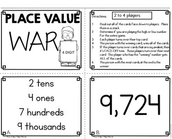 Place Value 4 Digit Math Math Game - Teaching Ideas Made Easy