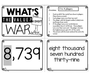 4 Digit Place Value Written Form Math Game - Teaching Ideas Made Easy