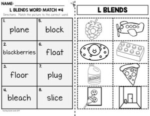 L Blends Worksheets Cut and Paste Phonics Practice