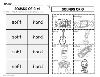 Hard and Soft G Worksheets for Phonics Practice