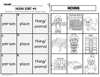 16 Best Images Of Noun Sort Worksheet Noun Cut And Paste Activity