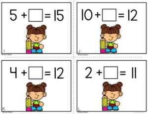 Missing Addends Math Task Cards - Teaching Ideas Made Easy
