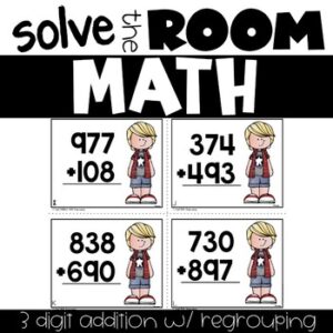 3 Digit Addition with Regrouping Math Task Cards - Teaching Ideas Made Easy