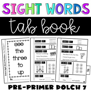 Sight Words Tab Book with Pre-primer Words #7 - Teaching Ideas Made Easy