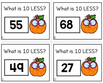 10 Less Task Cards Math Task Cards - Teaching Ideas Made Easy