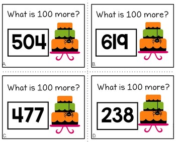 Halloween 100 More Math Task Cards - Teaching Ideas Made Easy