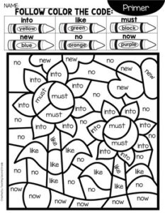 Fall Sight Word Color by Code Sight Words with Primer Words - Teaching ...